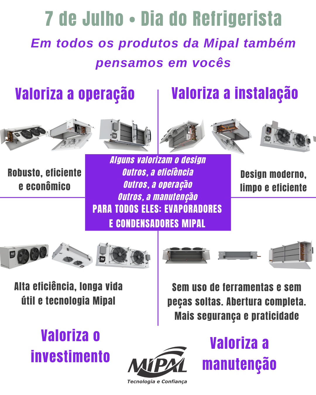07/07/2025 - Dia do Refrigerista - Mipal • Evaporadores e Condensadores